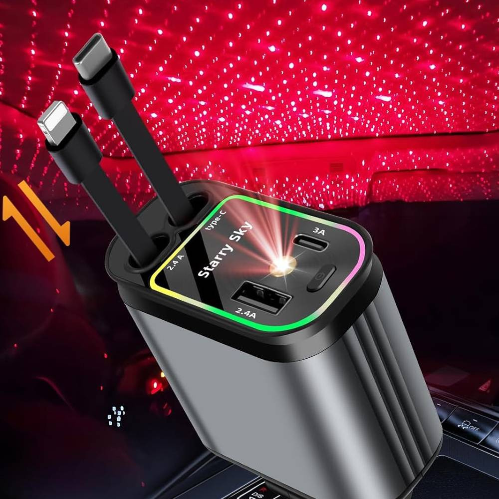 Retractable Starry Charger Projector 4-in-1 USB-C Charging Cable with ...