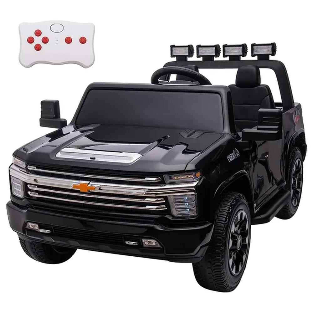 MYTS 12V Chevrolet Silverado Electric Ride-On Truck – Black – Two ...