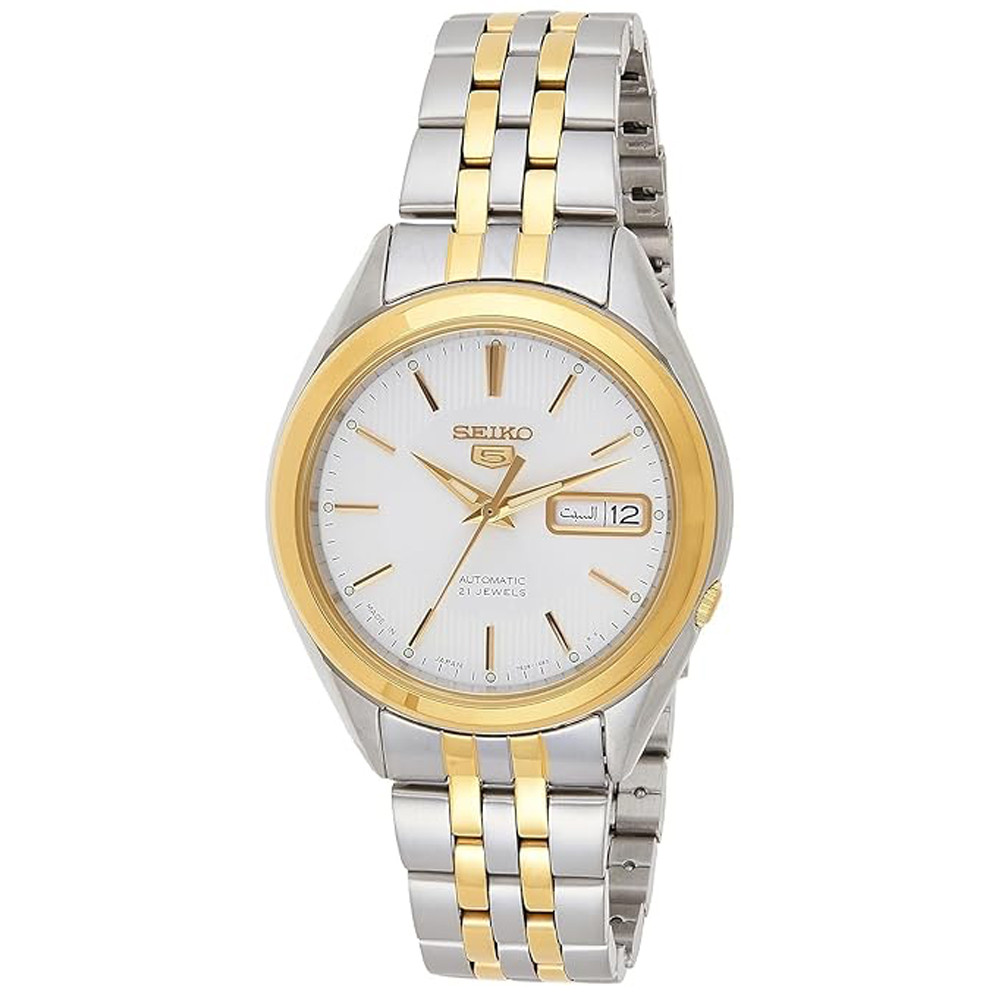 Seiko 5 Automatic White Dial Two-Tone Stainless Steel Mens Watch - SNKL24J1
